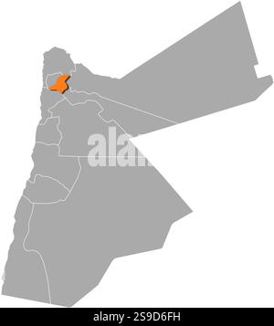 Map of Jordan with the provinces, Jerash is highlighted Stock Vector ...