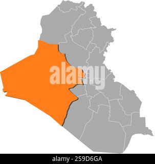 Map of Iraq with the provinces, Al Anbar is highlighted Stock Vector ...