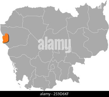 Map of Cambodia with the provinces, Pailin is highlighted Stock Vector ...