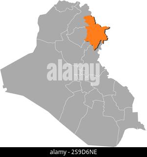 Map of Iraq as a gray piece., Sulaymaniyah is highlighted in red Stock ...