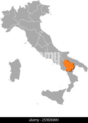 Map of Italy with the provinces, Basilicata is highlighted Stock Vector ...