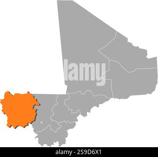 Map of Mali with the provinces, Kayes is highlighted Stock Vector Image ...