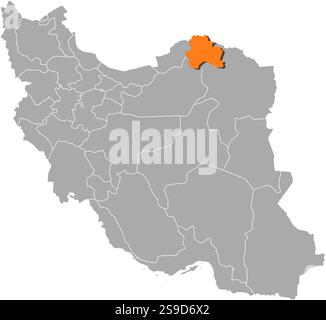 Map of Iran with the provinces, North Khorasan is highlighted Stock ...