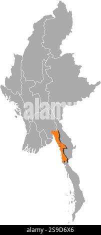 Map of Myanmar with the provinces, Mon is highlighted Stock Vector ...