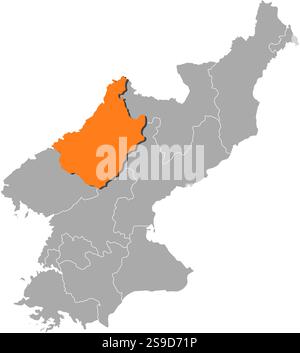 Map of North Korea with the provinces, Chagang is highlighted Stock ...
