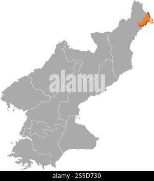 Map of North Korea with the provinces, Rason is highlighted Stock ...