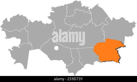Map of Kazakhstan with the provinces, Almaty is highlighted Stock ...