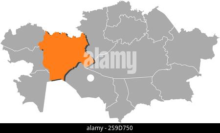 Map of Kazakhstan with the provinces, Aktobe is highlighted Stock ...