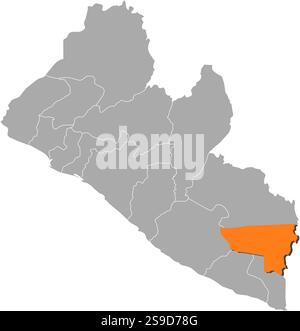 Map of Liberia with the provinces, River Gee is highlighted Stock ...