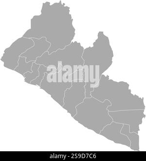 Liberia 3d map with borders of regions. Vector illustration Stock ...