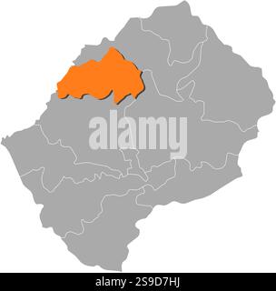 Map of Lesotho with the provinces, Berea is highlighted Stock Vector ...