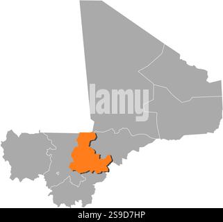 Map of Mali with the provinces, Segou is highlighted Stock Vector Image ...