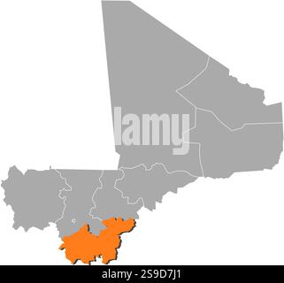 Sikasso Region (Regions of Mali, Republic of Mali) map vector ...