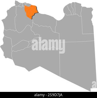 Map of Libya with the provinces, Misrata is highlighted Stock Vector ...