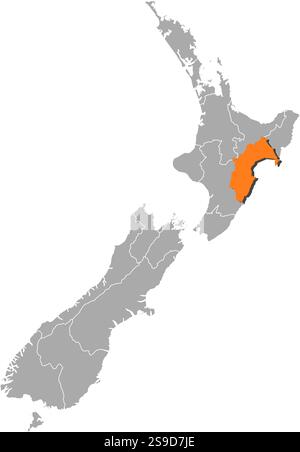Map of New Zealand with the provinces, Taranaki is highlighted Stock ...