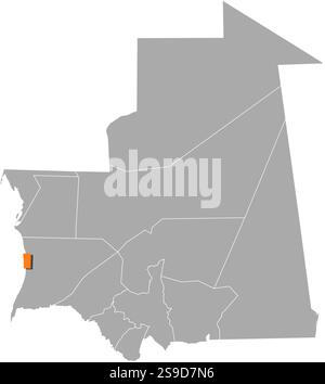 Map of Mauritania with the provinces, Nouakchott is highlighted Stock ...