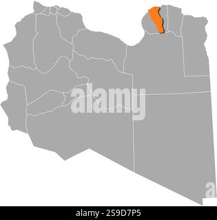 Map of Libya with the provinces, Marj is highlighted Stock Vector Image ...