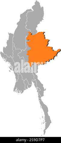 Map of Myanmar with the provinces, Shan is highlighted Stock Vector ...