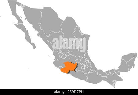 Map of Mexico with the provinces, Michoacan is highlighted Stock Vector ...