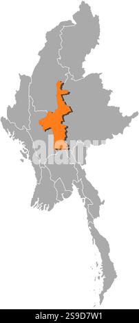 Map of Myanmar with the provinces, Mandalay is highlighted Stock Vector Image & Art - Alamy