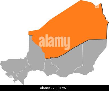 Map of Niger with the provinces, Agadez is highlighted Stock Vector ...