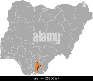 Map of Nigeria with the provinces, Abia is highlighted Stock Vector ...