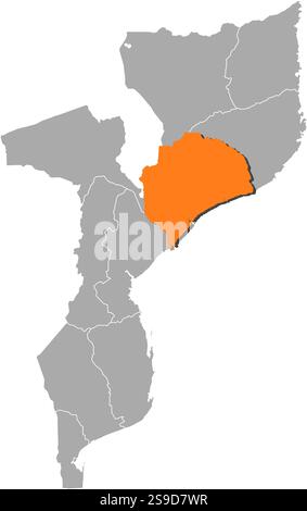 Map of Mozambique with the provinces, Zambezia is highlighted Stock ...