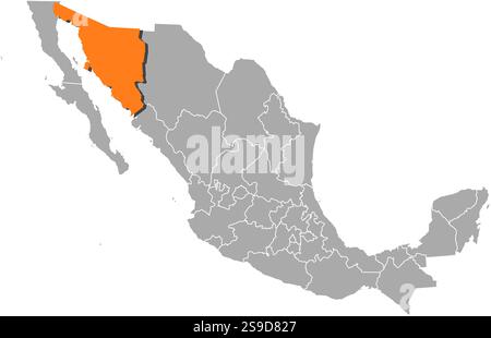 Map of Mexico with the provinces, Sonora is highlighted Stock Vector ...