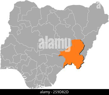 Map of Nigeria with the provinces, Taraba is highlighted Stock Vector ...