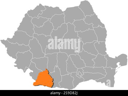 Map of Romania with the provinces, Dolj is highlighted Stock Vector ...