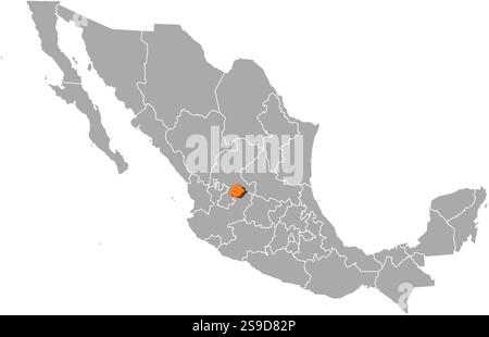 Map of Mexico with the provinces, Aguascalientes is highlighted Stock ...