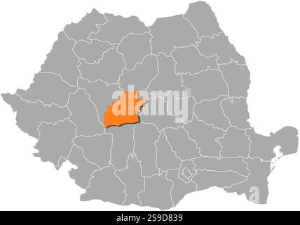 Map of Romania with the provinces, Sibiu is highlighted Stock Vector ...