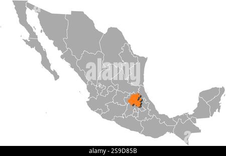 Map of Mexico with the provinces, Hidalgo is highlighted Stock Vector ...