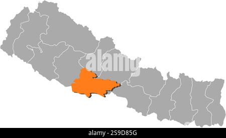 Map of Nepal with the provinces, Lumbini is highlighted Stock Vector ...