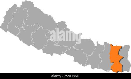 Map of Nepal with the provinces, Koshi is highlighted Stock Vector ...