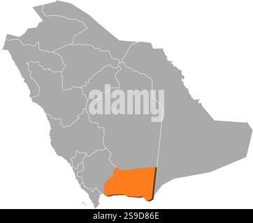 Map of Saudi Arabia with the provinces, Najran is highlighted Stock ...