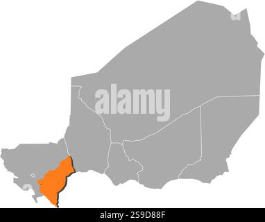 Map of Niger with the provinces, Dosso is highlighted Stock Vector ...