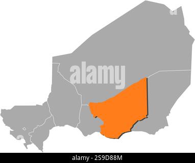 Map of Niger with the provinces, Zinder is highlighted Stock Vector ...