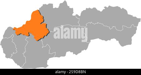 Map of Slovakia with the provinces, Trencin is highlighted Stock Vector ...