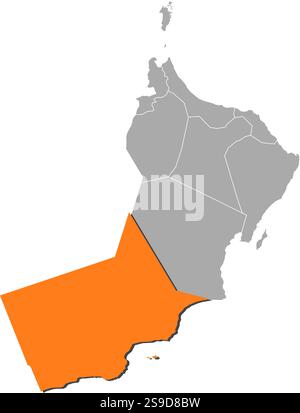 Map of Oman as a gray piece, Dhofar is highlighted in red Stock Vector ...
