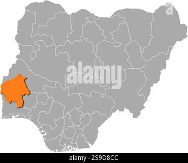 Map of Nigeria with the provinces, Oyo is highlighted Stock Vector ...