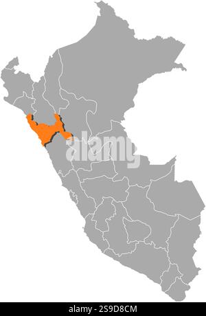 Map of Peru with the provinces, La Libertad is highlighted Stock Vector ...