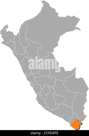 Map of Peru as a gray piece, Tacna is highlighted in red Stock Vector ...