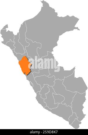 Vector map of Peru with departments, provinces and administrative divisions. Editable and ...
