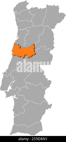 Map of Portugal with the provinces, Coimbra is highlighted Stock Vector ...