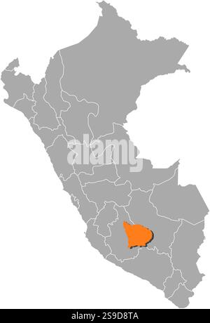 Vector map of Peru with departments, provinces and administrative ...