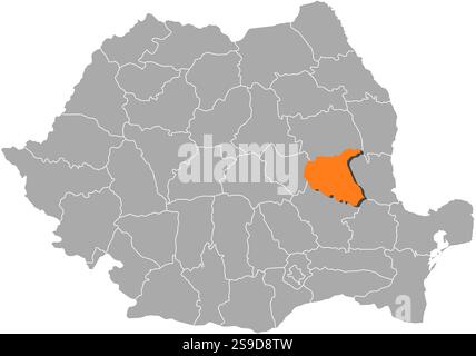 Map of Romania with the provinces, Vrancea is highlighted Stock Vector ...
