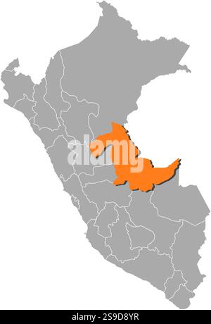 Map of Peru with the provinces, Ucayali is highlighted Stock Vector ...