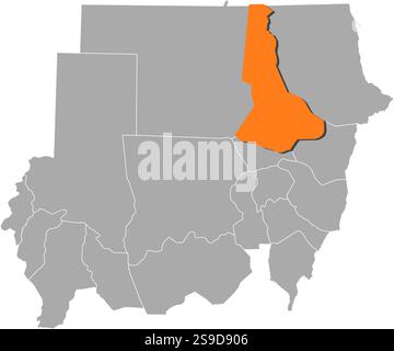 Map of Sudan with the provinces, River Nile is highlighted Stock Vector ...