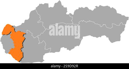 Map of Slovakia with the provinces, Trnava is highlighted Stock Vector ...